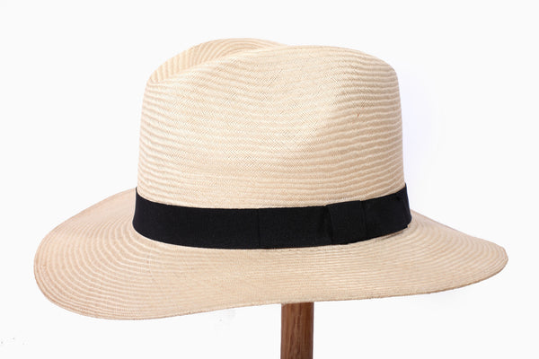 Maya Neumann Panama Style Hat - Black Ribbon - Maya Neumann Millinery