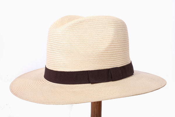 Maya Neumann Panama Style Hat - Brown Ribbon - Maya Neumann Millinery